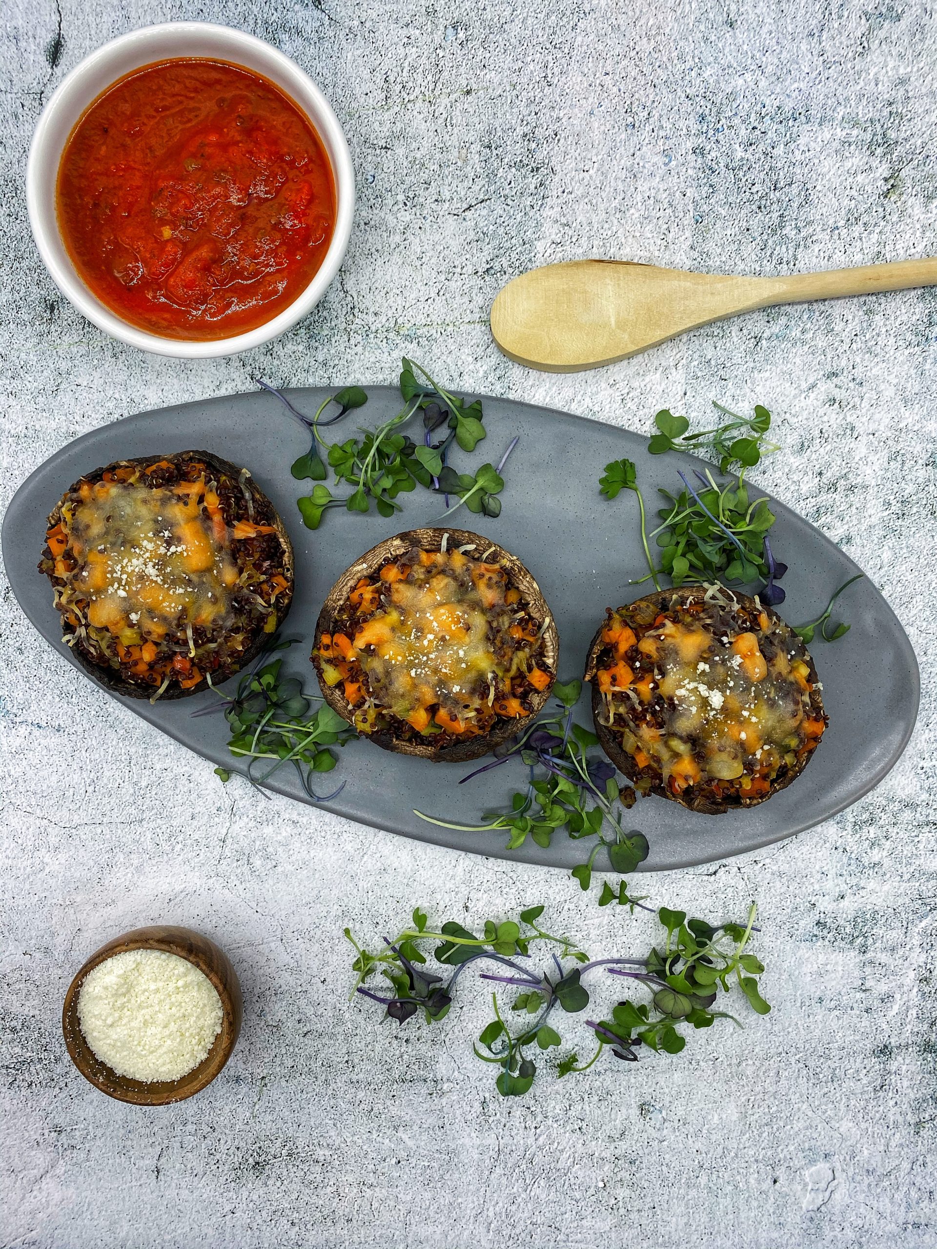 Quinoa & Veggie Stuffed Portabellas | Family Meals in Heels